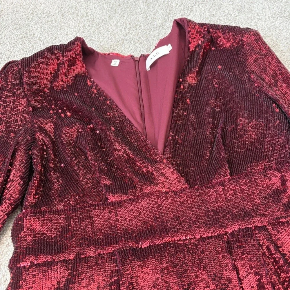 A.L.C. | Dresses | Alc Sequin Mara Mini Dress Womens Burgundy Red Long ...
